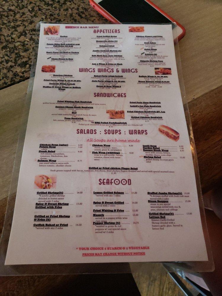 Menu at Essence Bar and Grill, New York City, Atlantic Ave