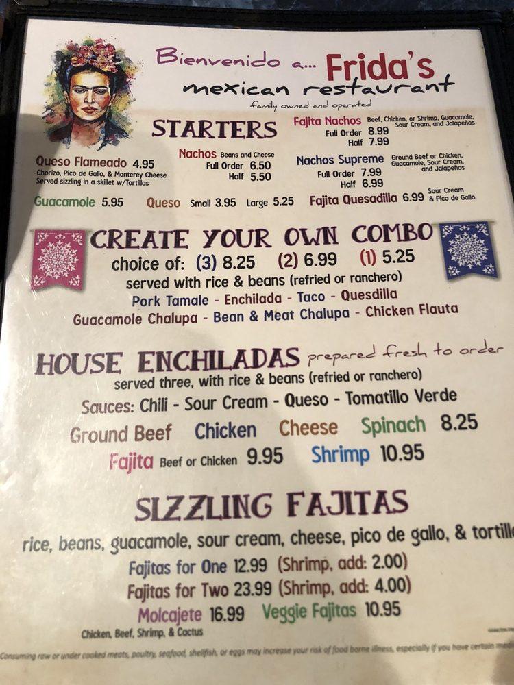 Menu at FRIDA'S MEXICAN RESTAURANT, Hamilton