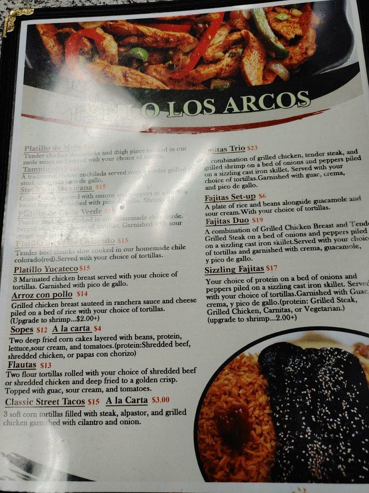 Menu at Los Arcos Mexican Restaurant, La Quinta, Washington St ste 2I