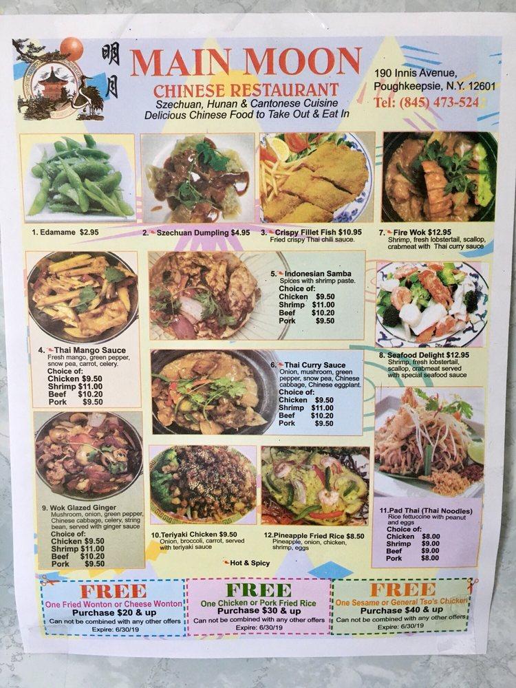 Menu at Main Moon restaurant, Poughkeepsie