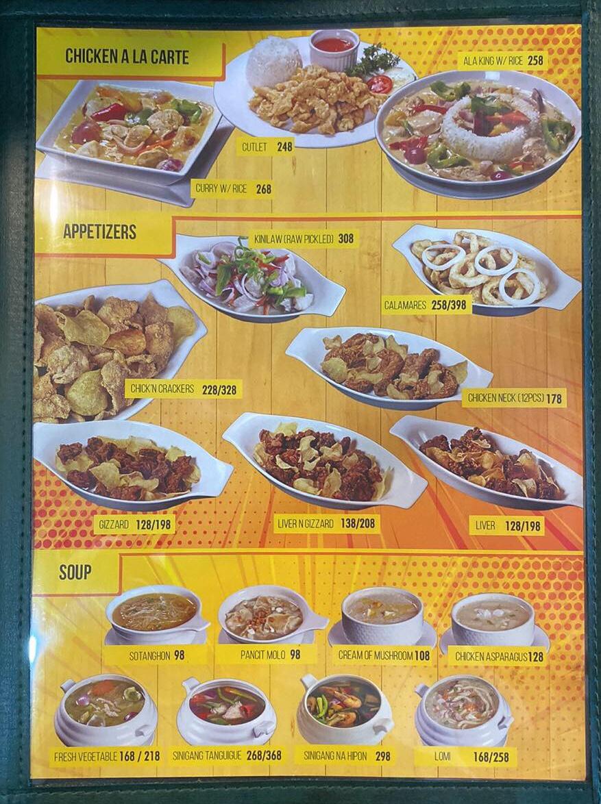 Menu at Sunburst Fried Chicken Base Line Center restaurant, Cebu City