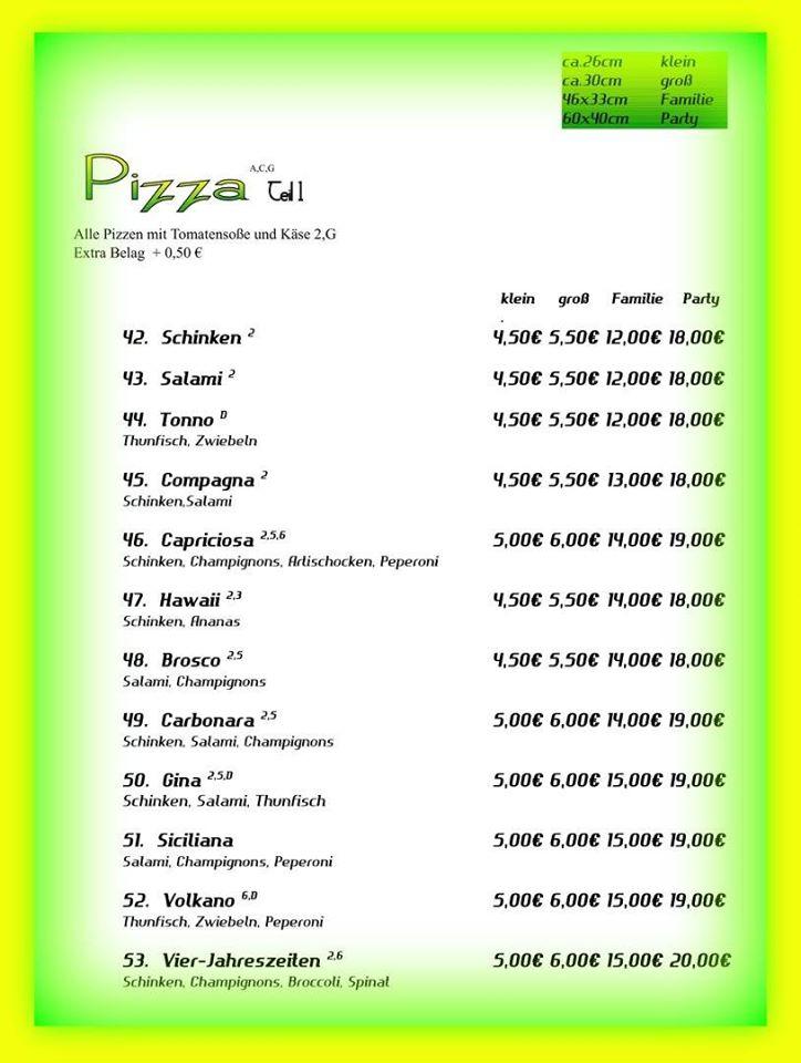 Speisekarte von Gleis 7 Flöha pizza, Flöha
