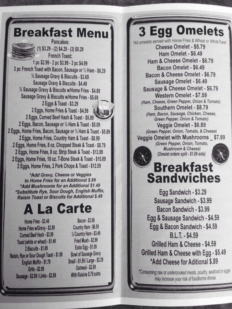 Menu at Portside Cafe, Lockbourne