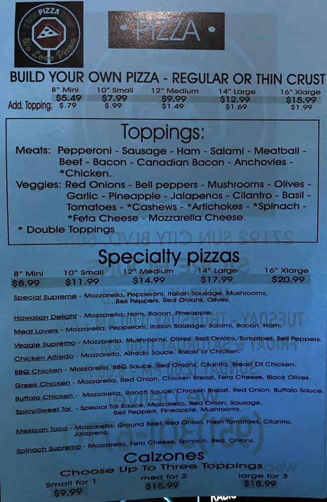 Menu at Your pizza Stop pizzeria, Menifee