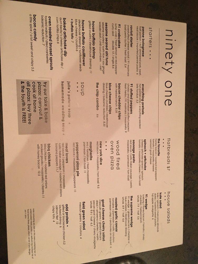 Menu at 91 Wood Fired Oven pub & bar, Canton, Fulton Dr NW