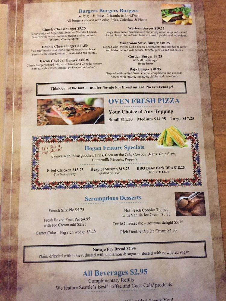Menu at Hogan Restaurant, Tuba City