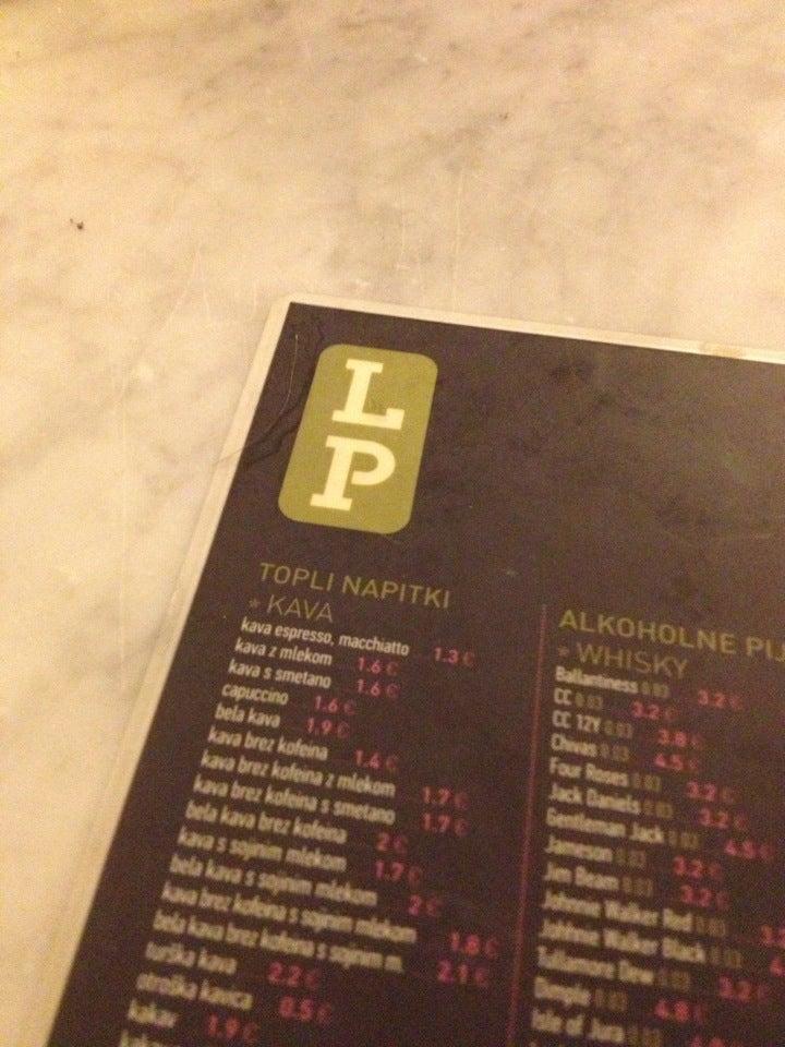 Menu at LP pub & bar, Ljubljana