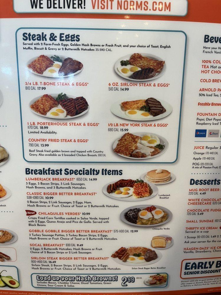 Menu at NORMS Restaurant, Rialto, W Renaissance Pkwy