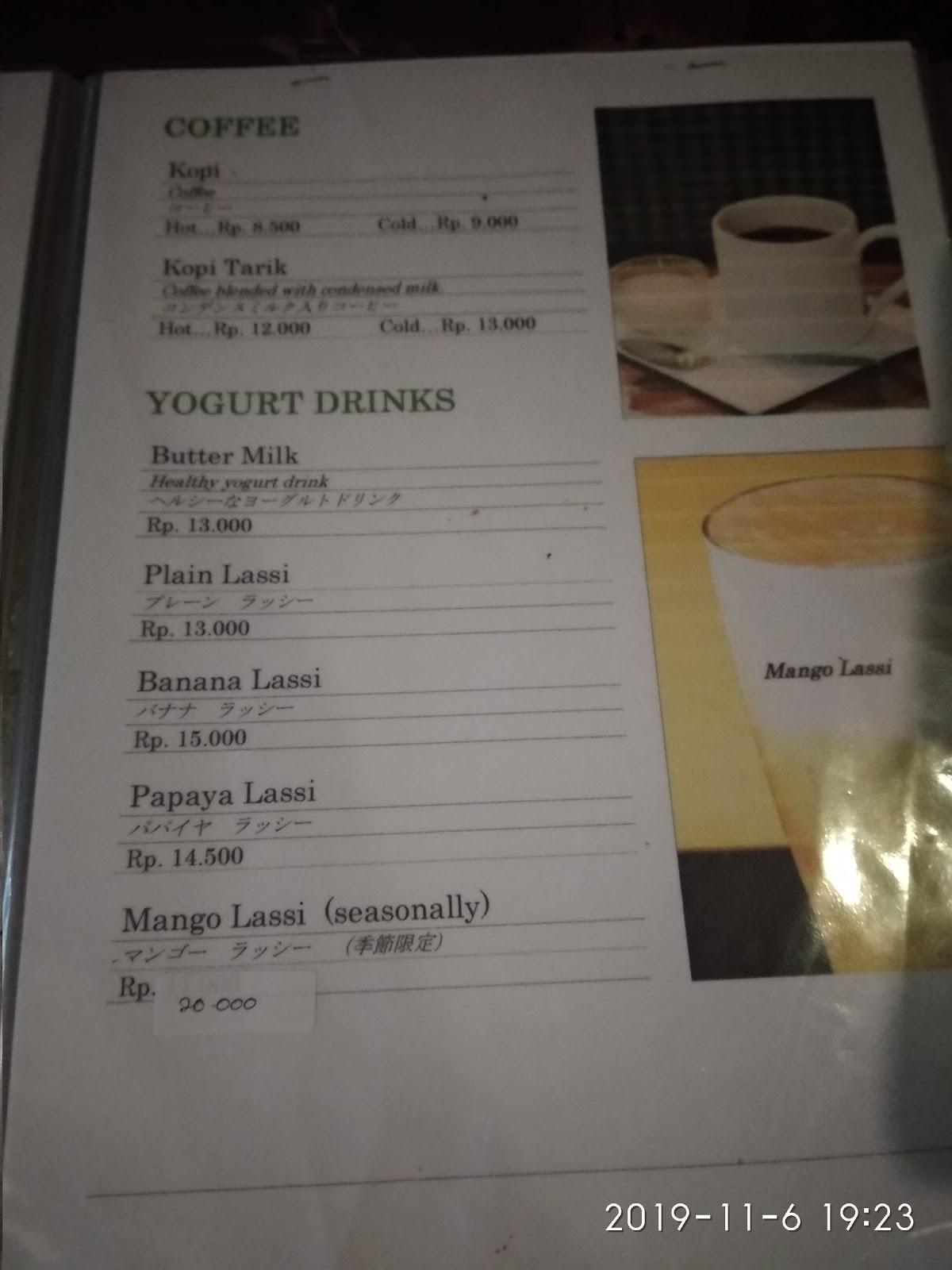 Menu at Roti Canai & Teh Tarik Warung Bunana cafe, Kuta Selatan, Jl ...