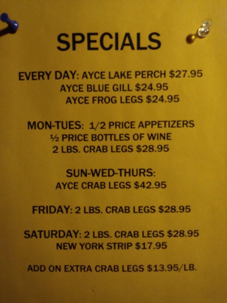 Menu at The Schererville Lounge restaurant, Schererville