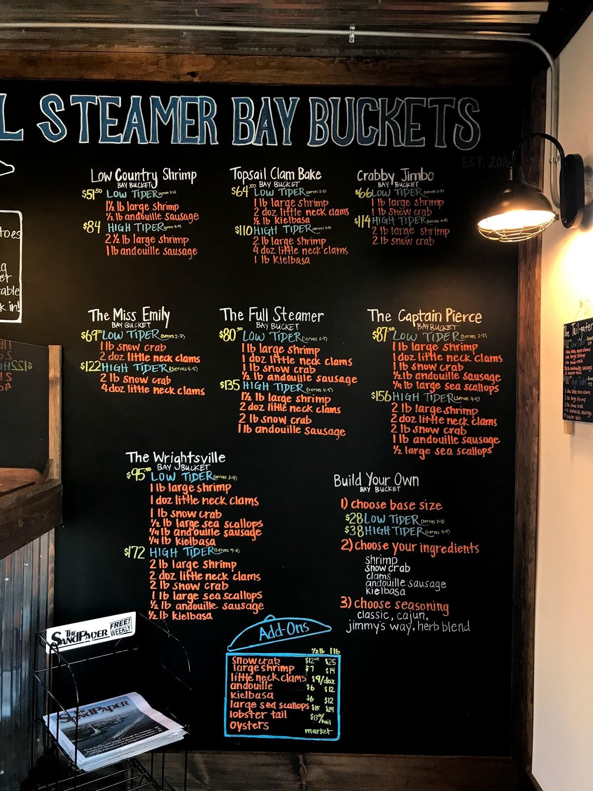 Menu At Topsail Steamer Restaurant Ship Bottom Menu At Topsail Steamer Restaurant Ship Bottom