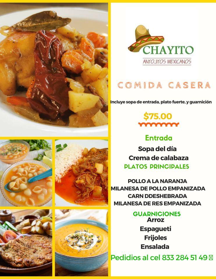 Menu at Antojitos Chayito restaurant, Ciudad Madero
