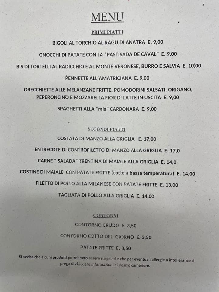 Speisekarte von Al Vento Pizzeria Ristorante, Verona