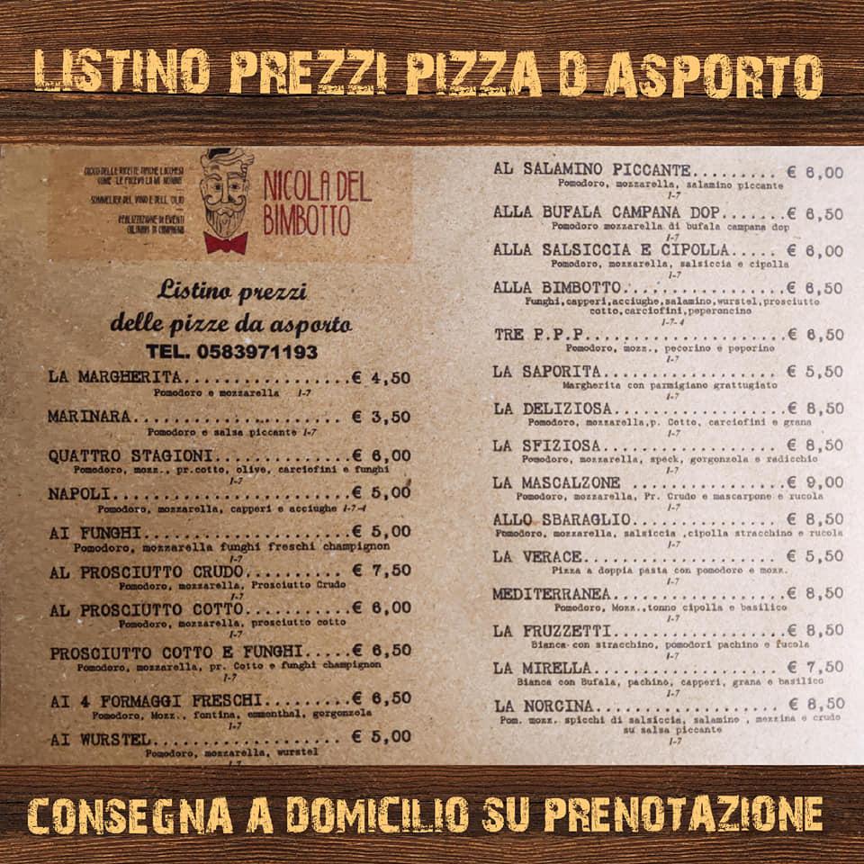 Menu at Ristorante Pizzeria A Bimbotto, Capannori, Via della Rimembranza