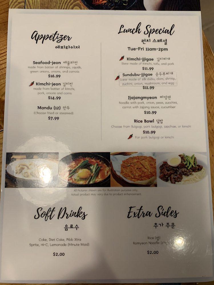 Menu at Seoul Korean Kitchen restaurant, Evans