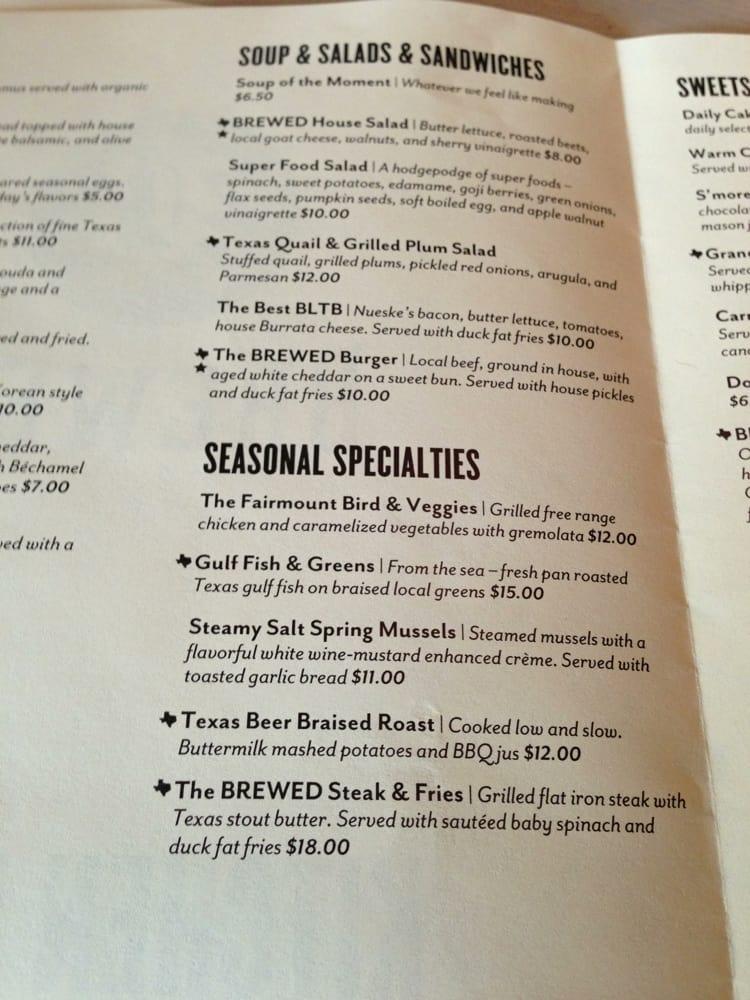 Menu at BREWED pub & bar, Fort Worth