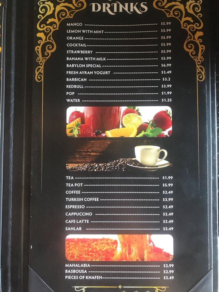 Menu at Babylon Restaurant & Lounge, Kitchener