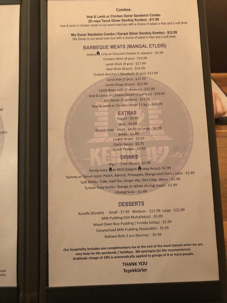 Menu at Kebab 49 - Turkish Restaurant, Toronto