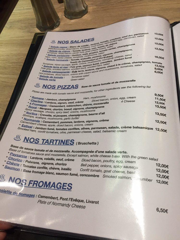 Menu at Le Drakkar restaurant, Bayeux