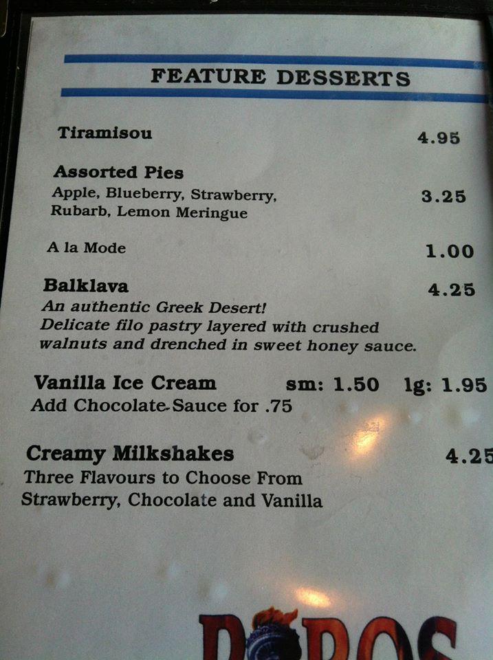 Menu at Piros Family Restaurant, Sundre