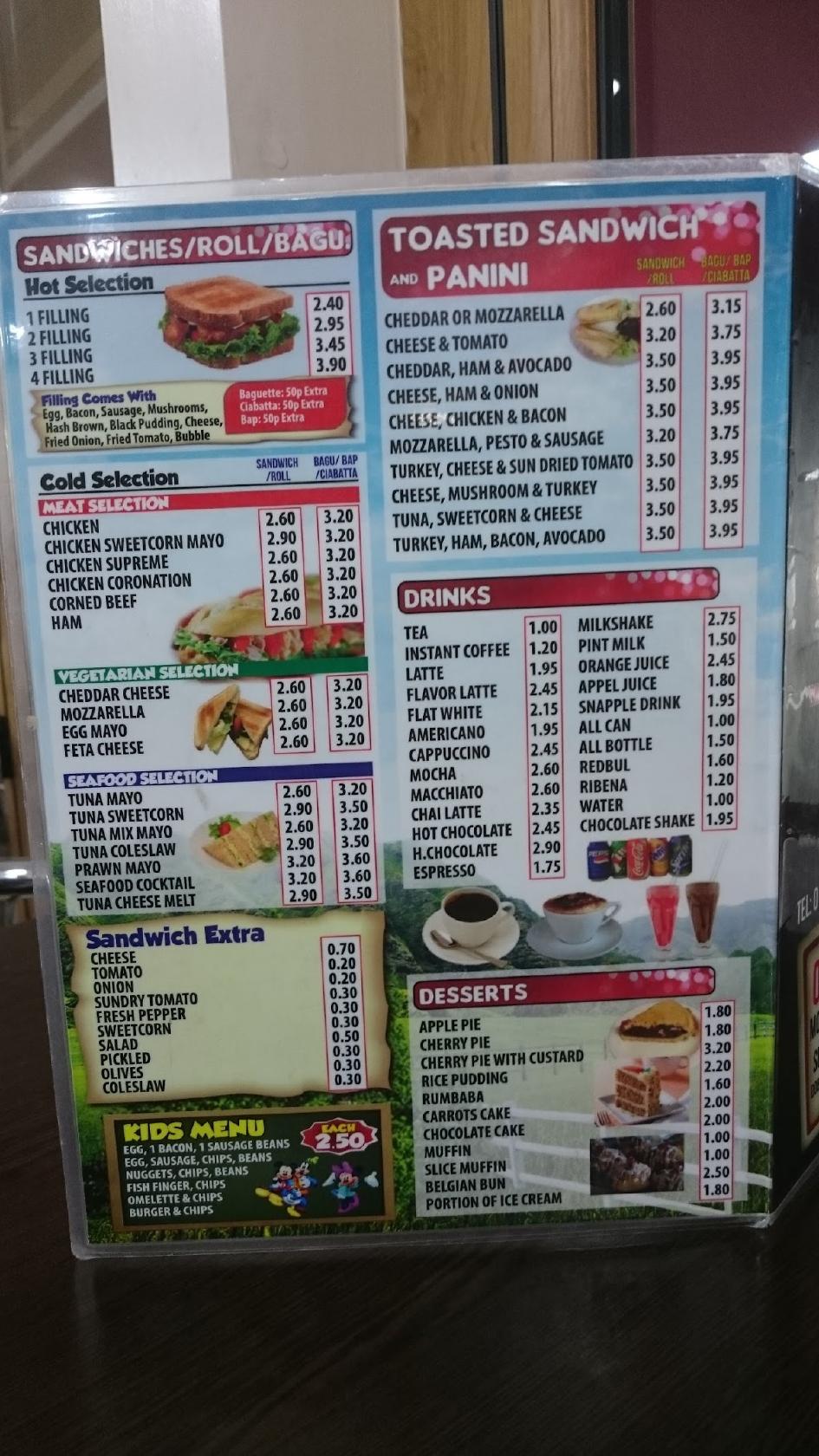 Menu at River Palace Cafe, Hoddesdon