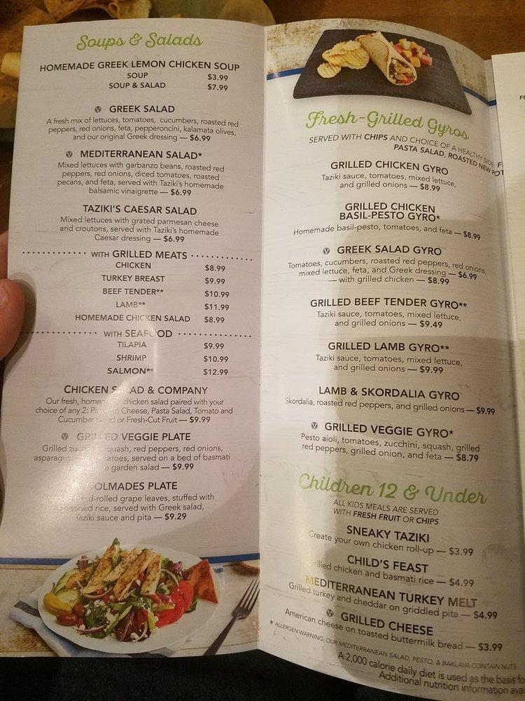 Menu at Taziki's Mediterranean Cafe, North Little Rock, McCain Blvd Ste ...