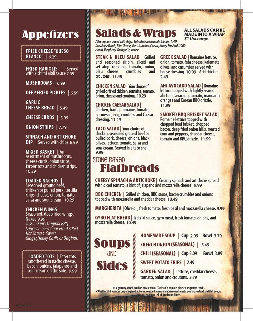 Menu at BB Jacks Pizza and Sandwich Lounge pub & bar, Wausau