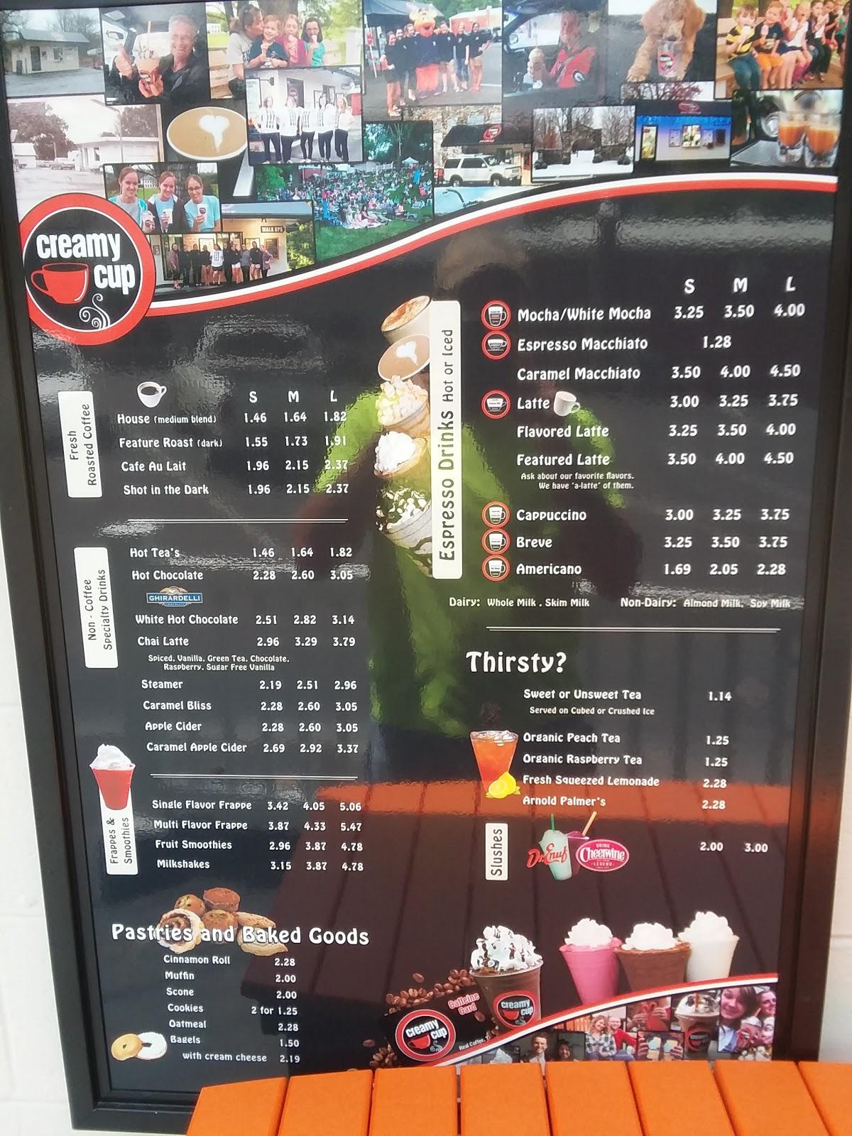 Menu at Creamy Cup, Greeneville