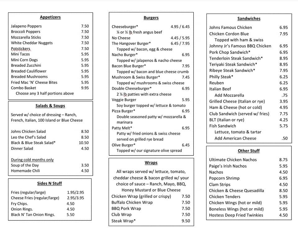 Menu at The Main Event pub & bar, Burlington