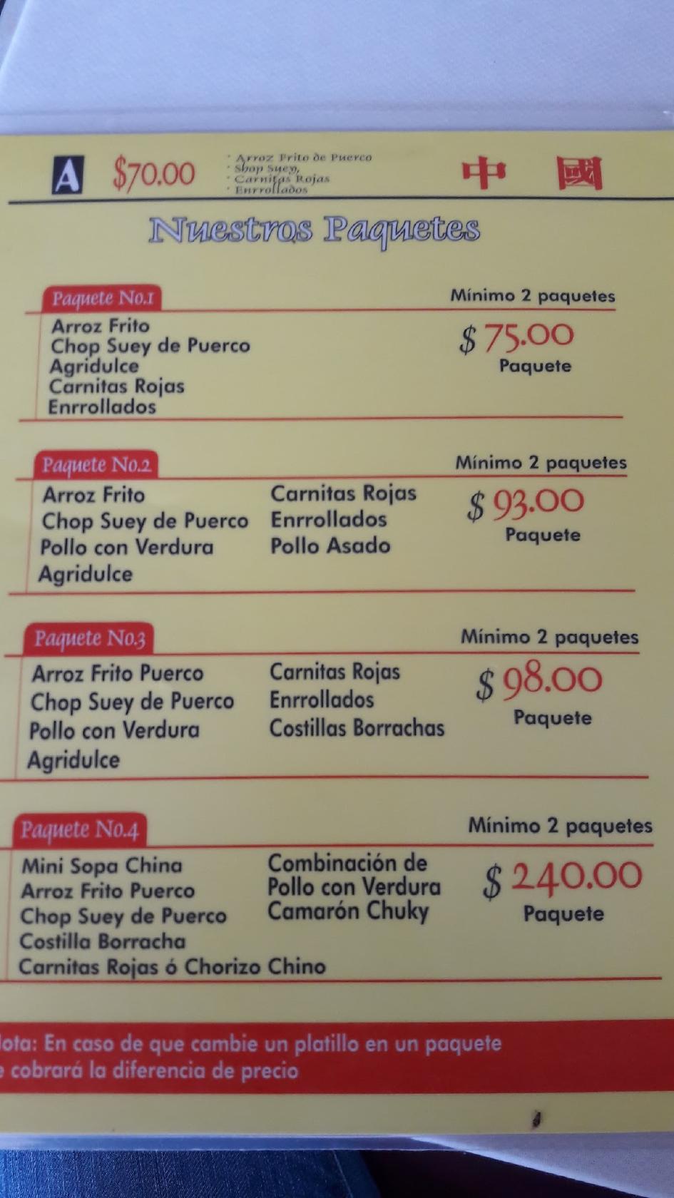Menu at Restaurant Ángel, Hermosillo