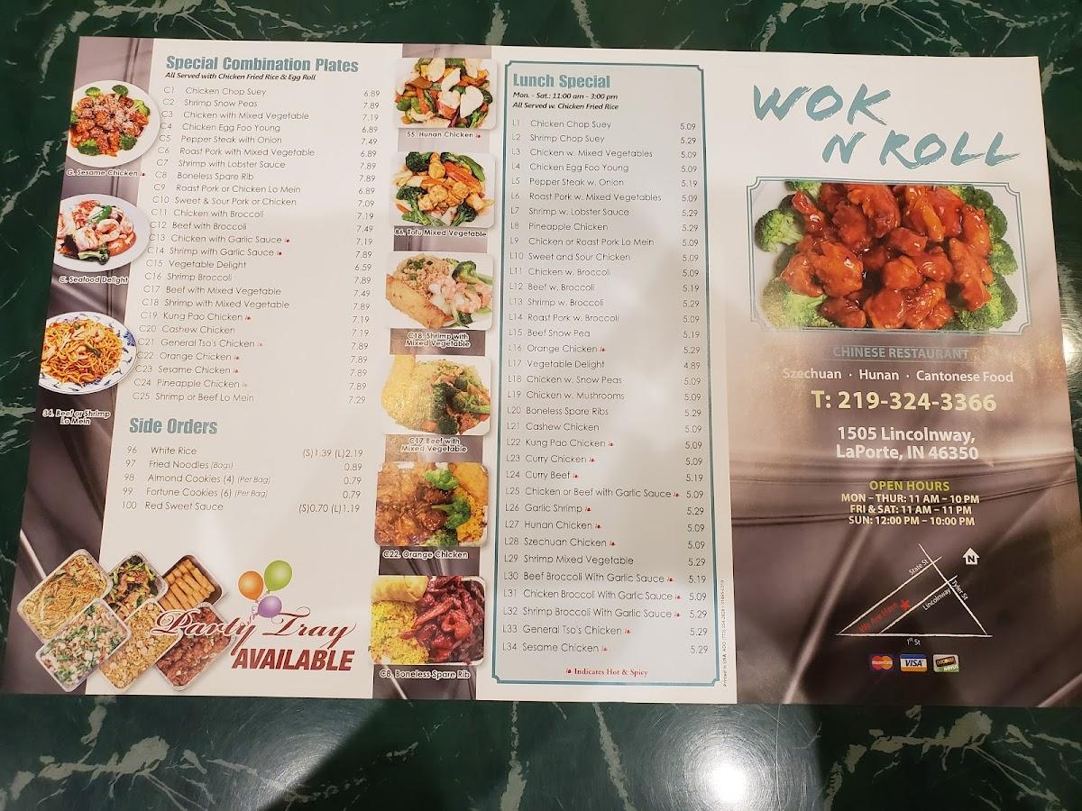 Menu at Wok & Roll restaurant, La Porte, Lincolnway