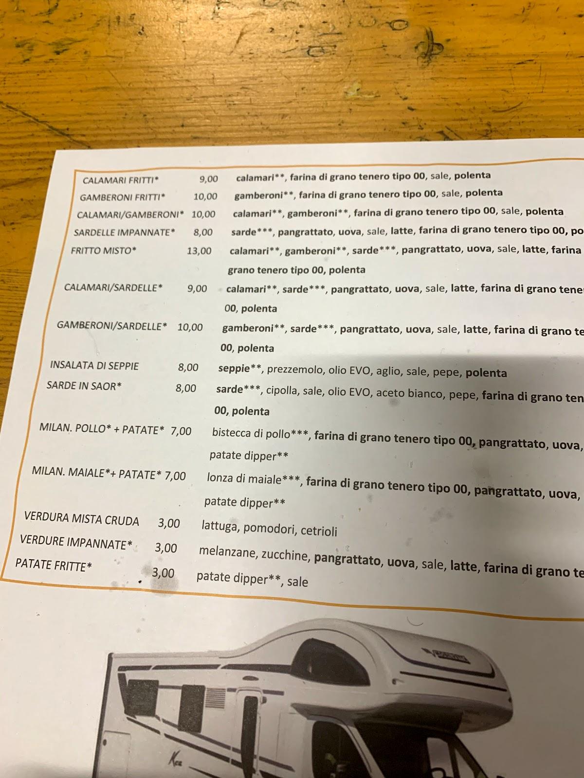 Menu da Chiosco Lì Da Fiesta ristorante, Villesse