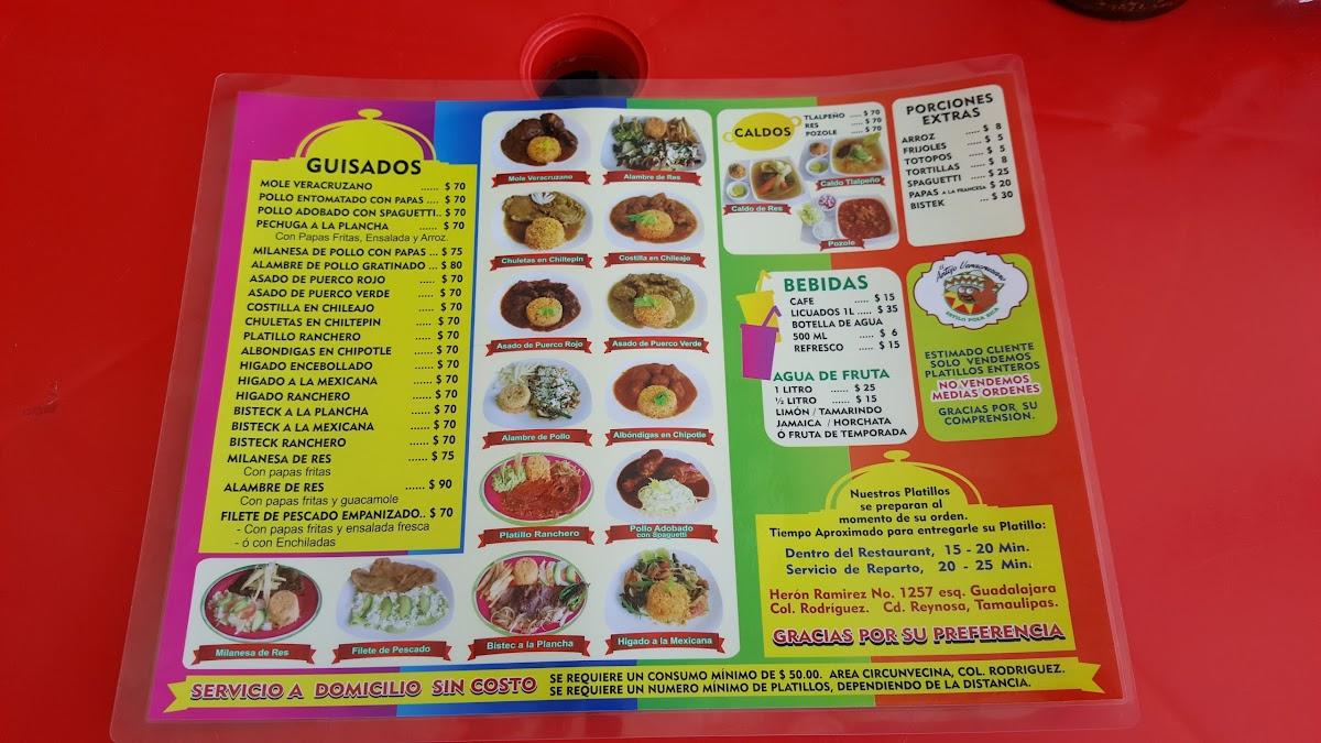 Carta del restaurante El Antojo Veracruzano, Reynosa