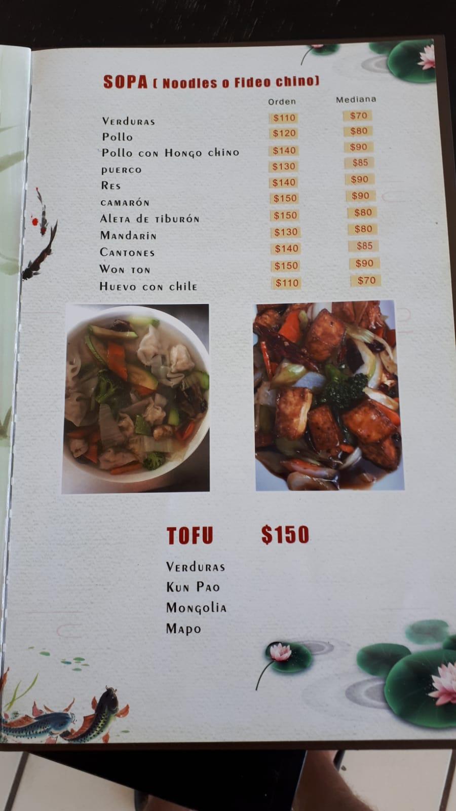 Menu at FU CHENG Restaurante Chino, Cabo San Lucas