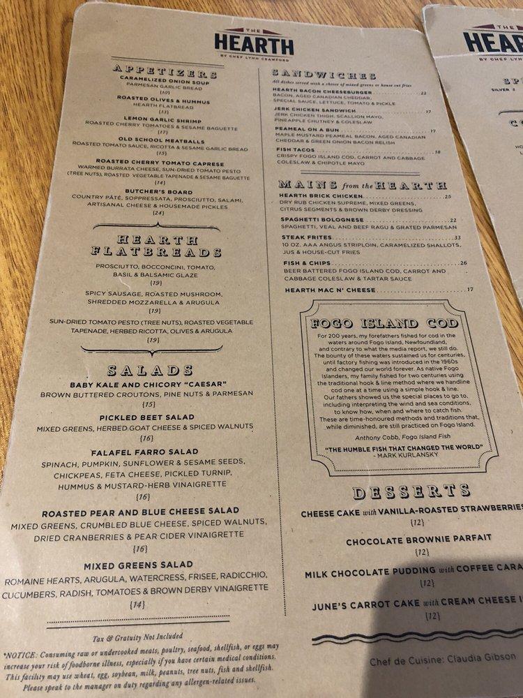 Menu at The Hearth restaurant, Mississauga, 5980 Airport Rd