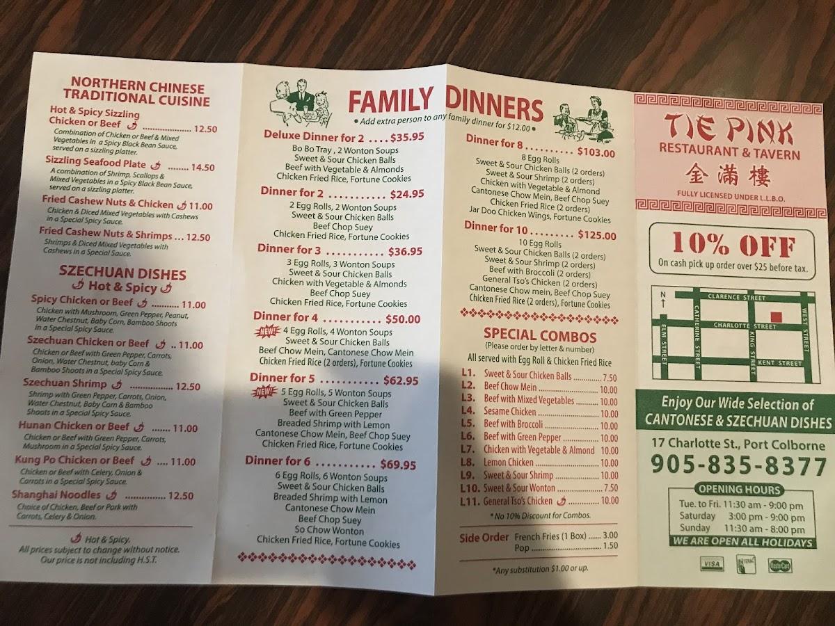 Menu at Tie Pink Restaurant & Tavern, Port Colborne