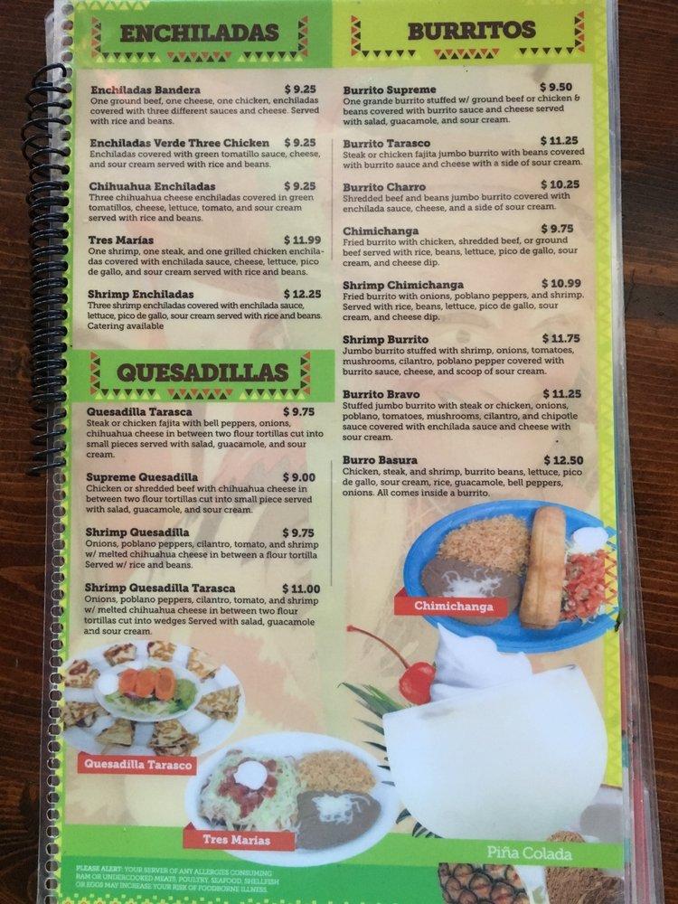 Menu at Frida’s Mexican Grill restaurant, Northport, US-43