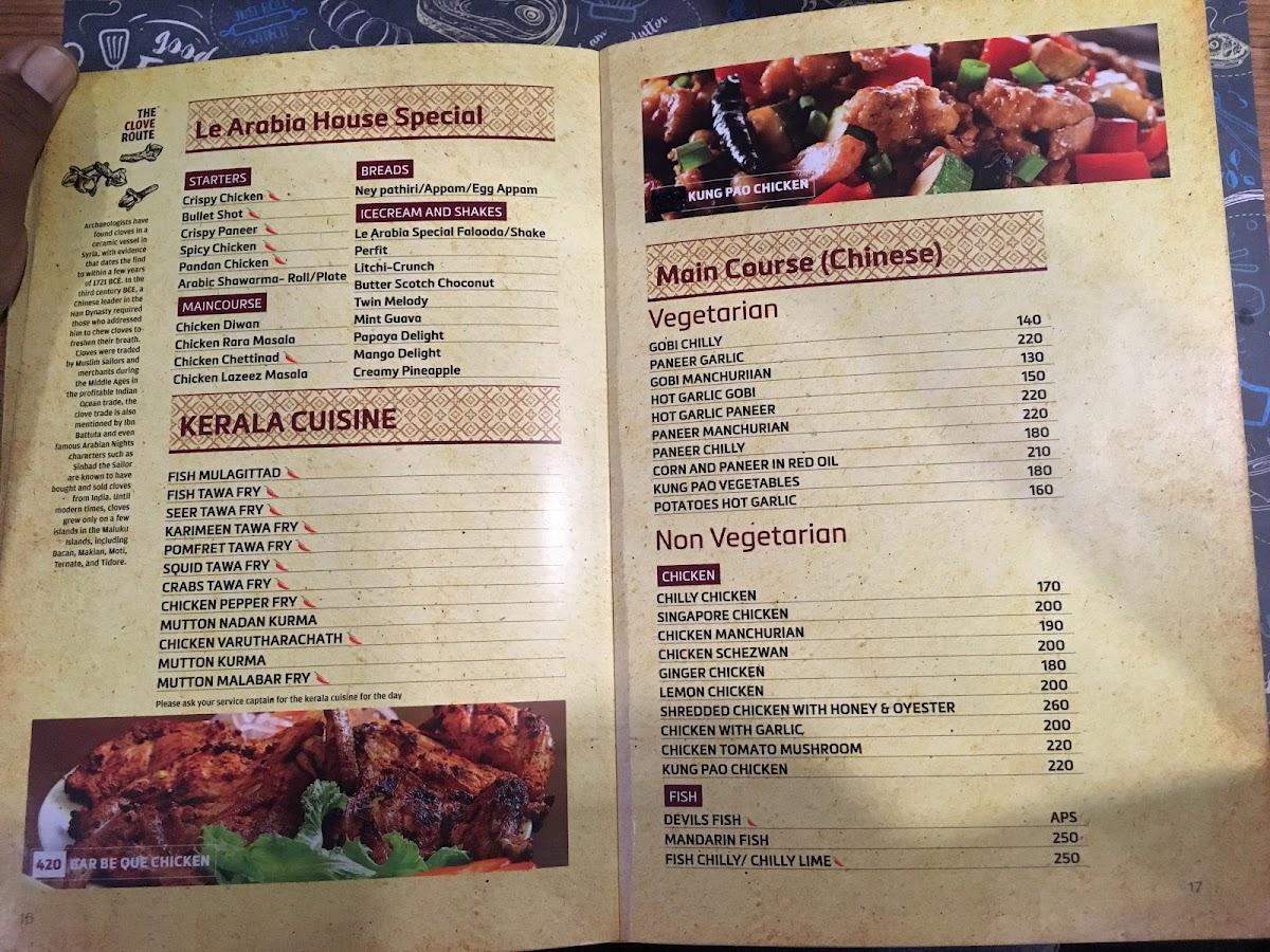 Menu at Le Arabia Restaurant, Thiruvananthapuram, Enjakkal Bypass Road