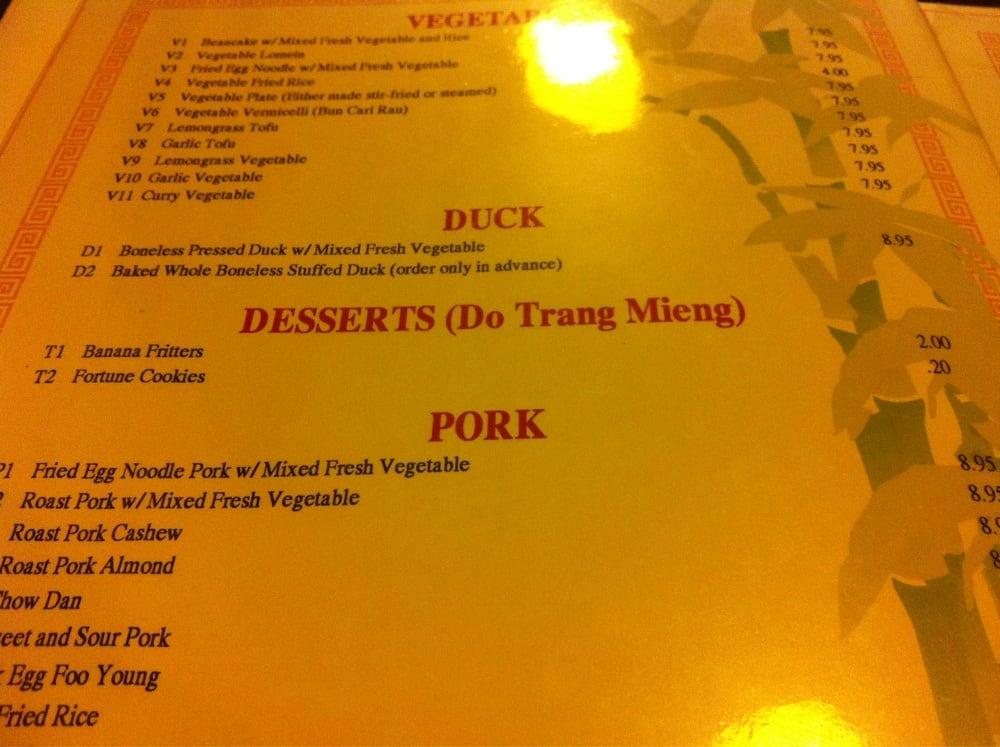 Menu at Lotus Vietnamese Restaurant, Memphis