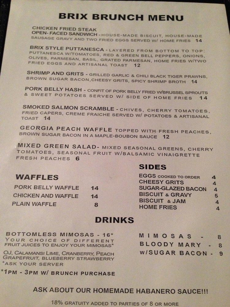 Menu at BRIX 581 pub & bar, Oakland