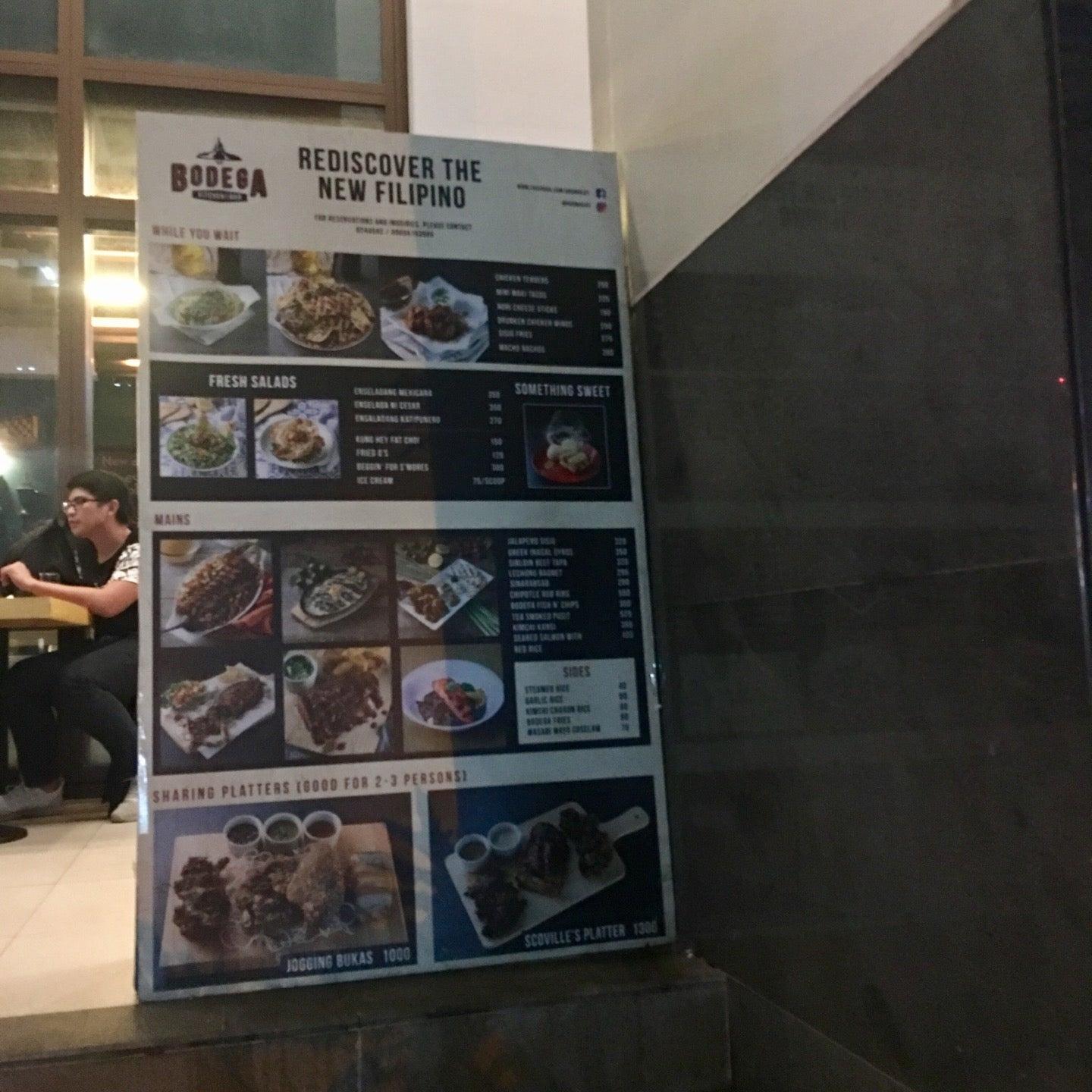 Menu at Bodega Kitchen & Bar, Makati