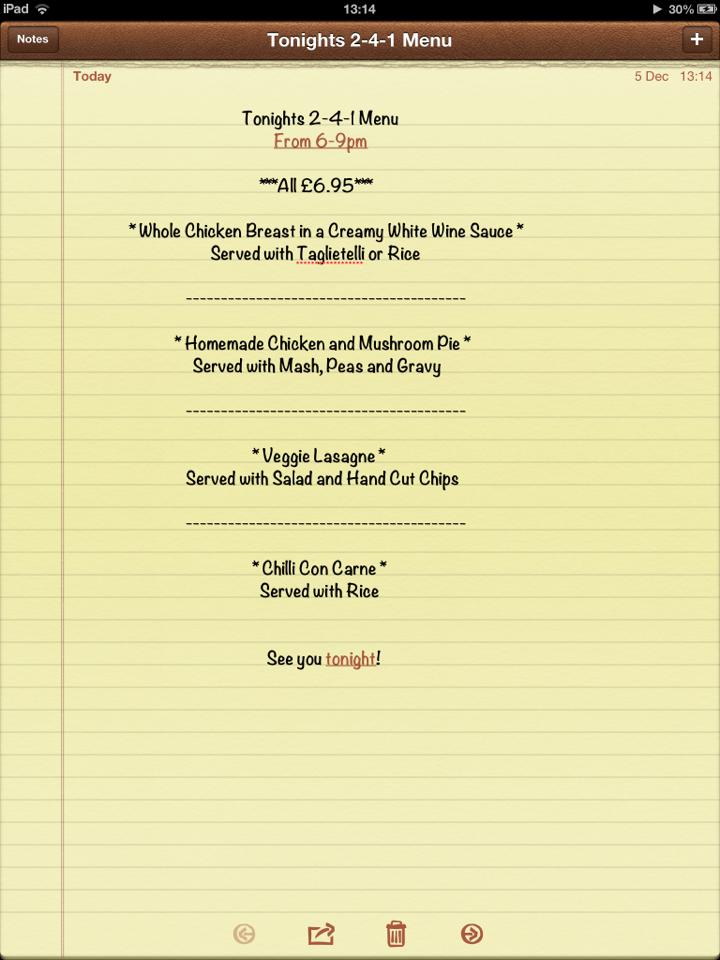 Menu at The Fox on the Downs pub & bar, Brighton