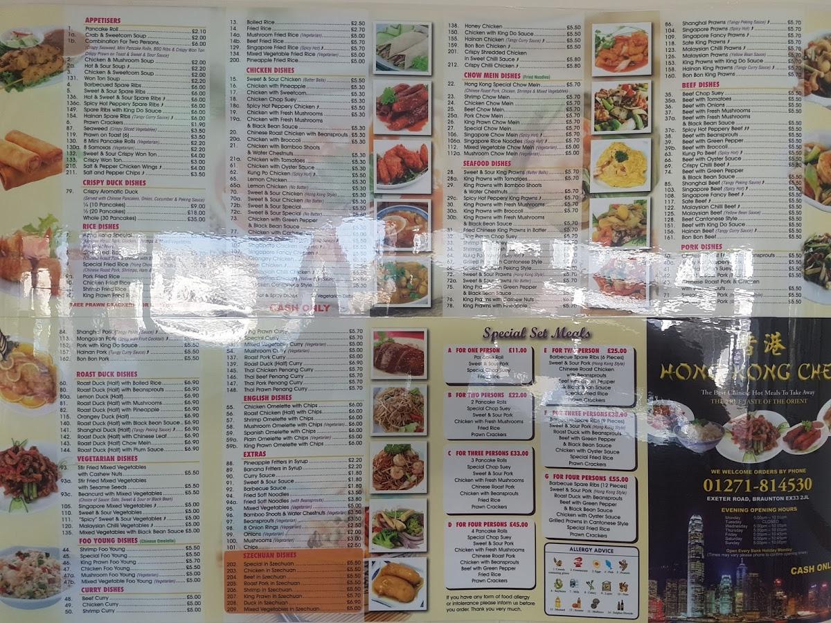 Menu at Hong Kong Chef fast food, Braunton