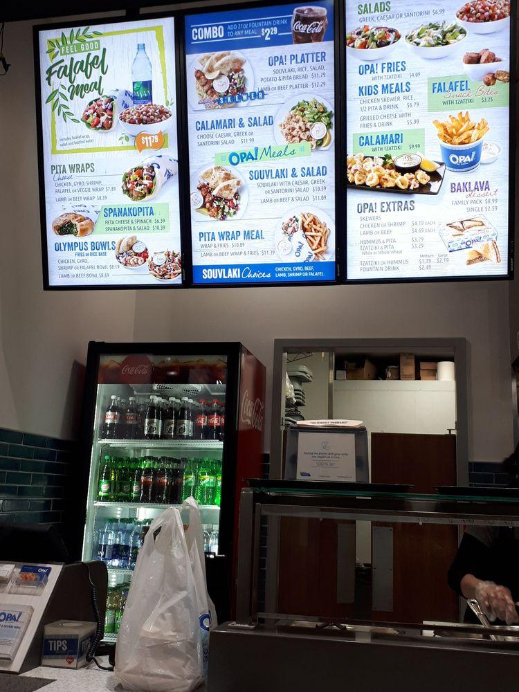 Menu at OPA! of Greece Manning Town Centre fast food, Edmonton, 37 St NW