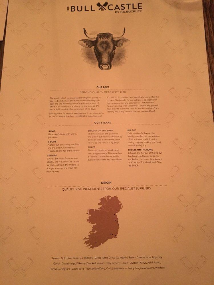 Menu at The Bull & Castle pub & bar, Dublin