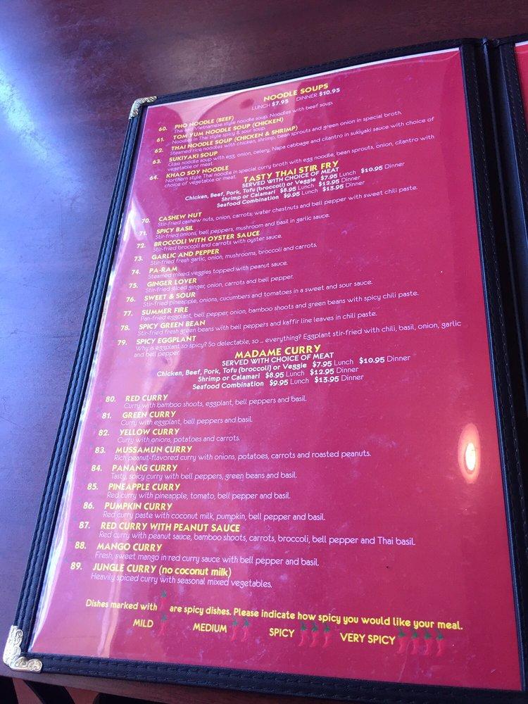 Menu at Best Thai Cuisine restaurant, Florence