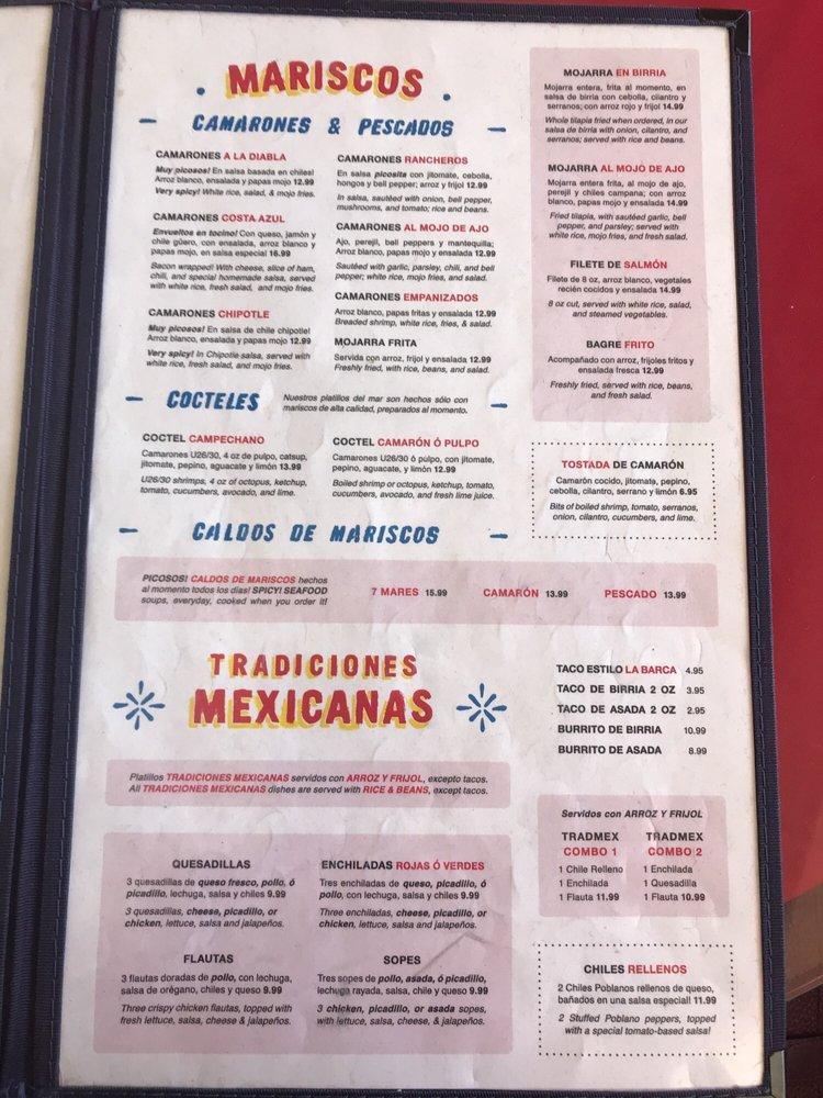 Menu at La Barca Restaurantes, Pico Rivera