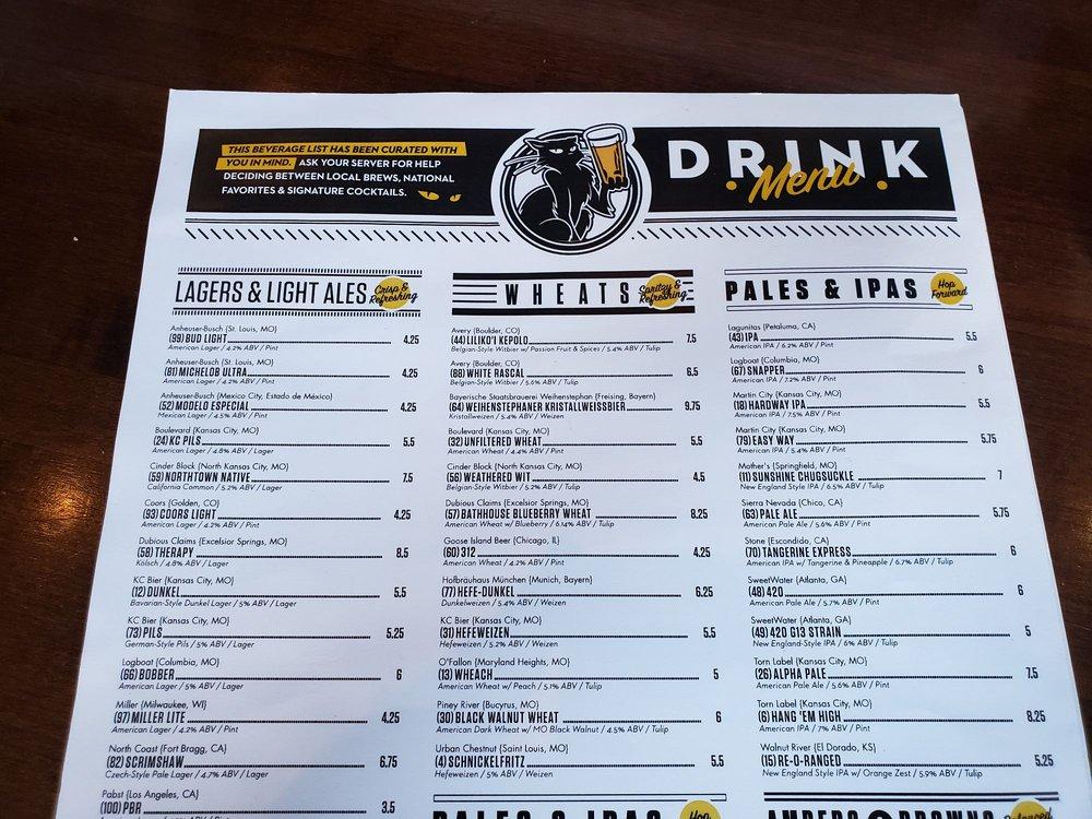 Menu at HopCat pub & bar, Kansas City