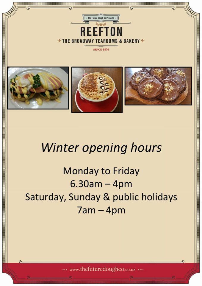 Menu at The Broadway Tearooms & Bakery, Reefton