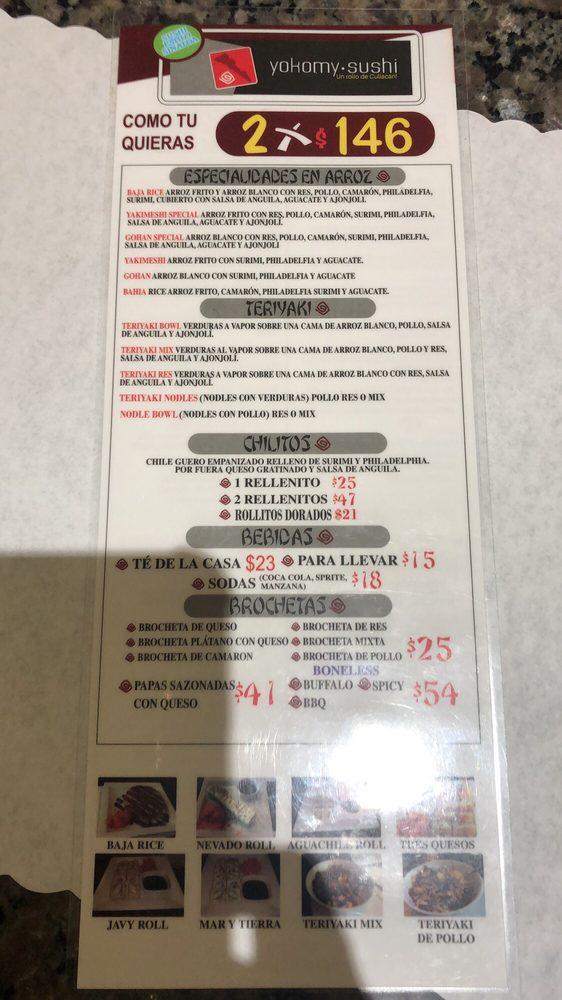 Carta del restaurante Yokomy Sushi Sabor A Sushi, Tijuana, Blvrd Las ...